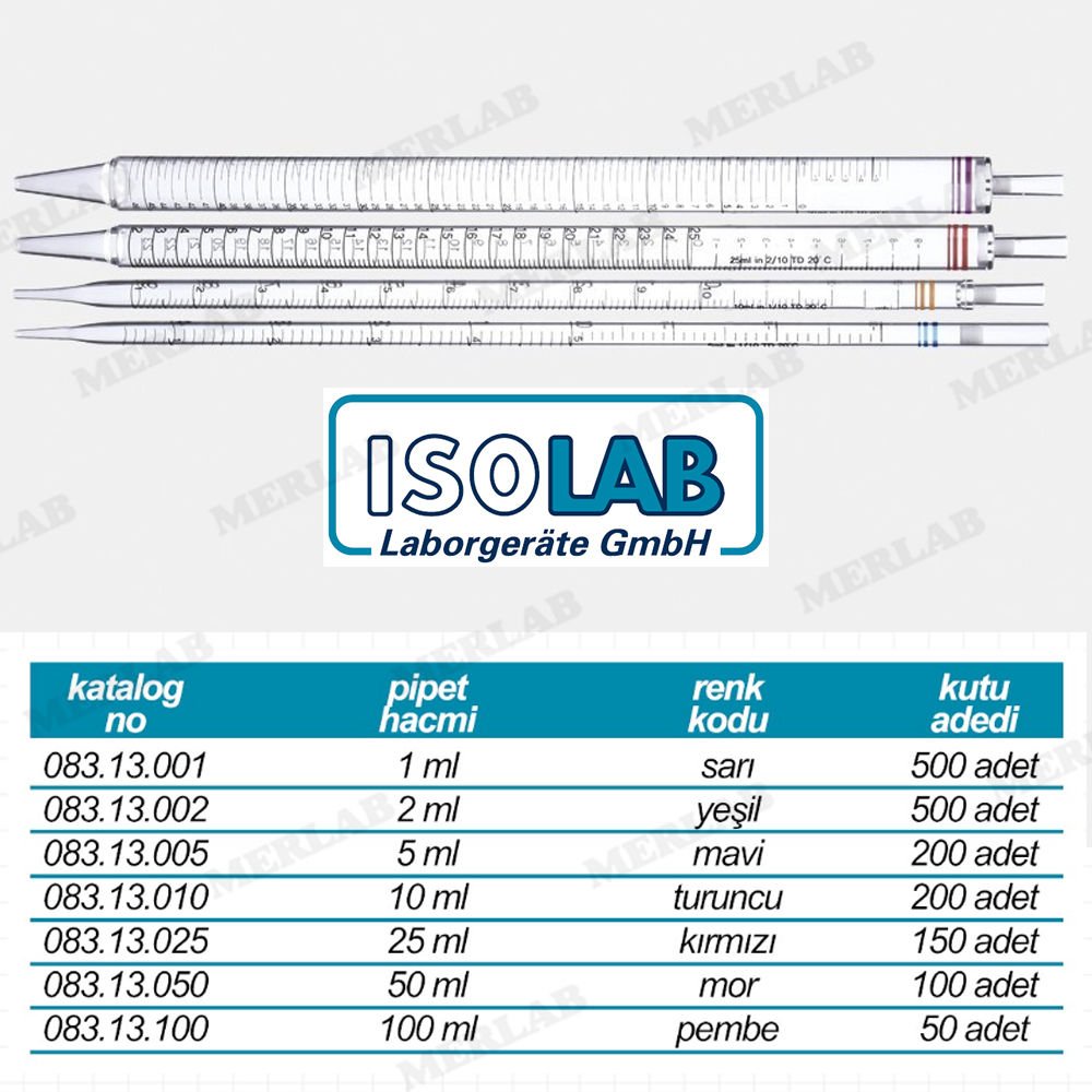 Isolab Serolojik Pipetler Saf Polistiren ISOLAB / e-merlab